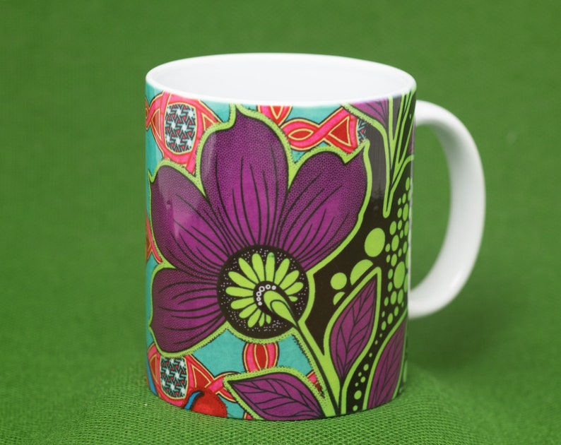 Vibrant Boho Mug "magic Garden", Colorful Floral Ethnic Hippie Mug - Etsy