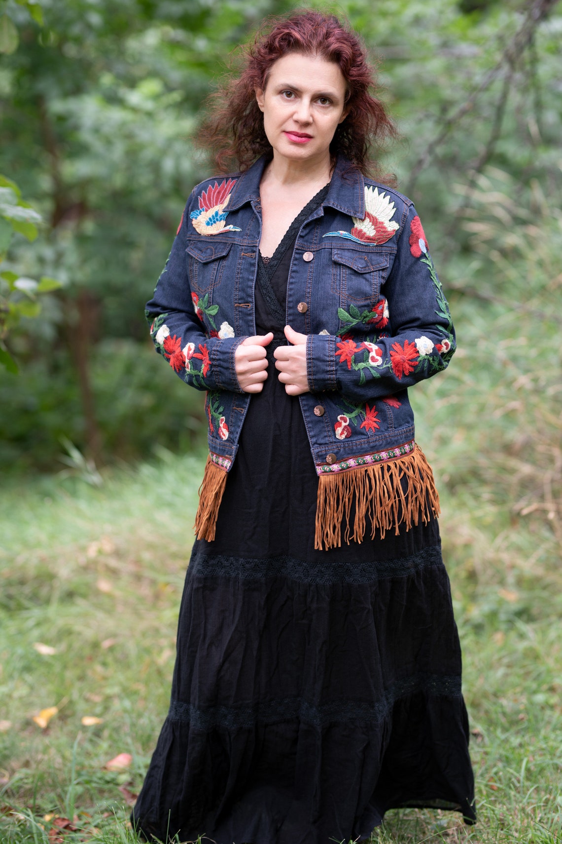 Up-cycled Denim Jacket magic Wings Embroidered - Etsy
