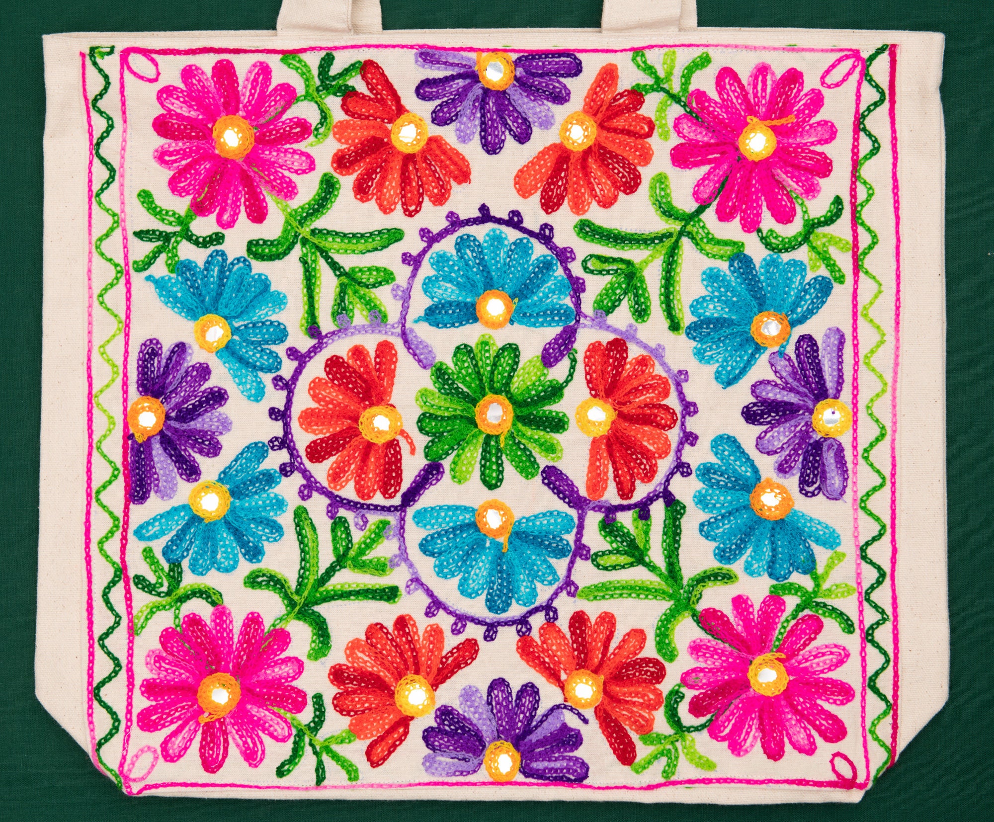 Embroidered Tote Bag, Floral Boho Tote Bag OOAK Colorful, Multi-color ...