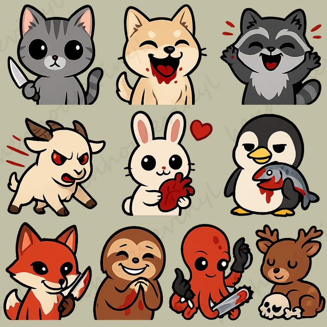 Killer Animal Twitch & Discord Emote Pack | Cute but Deadly Stream ...