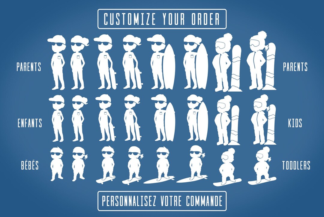 CUSTOMIZE YOUR ORDER * Decal Vinyl Sticker Family on Bord, Surfing Kid ...