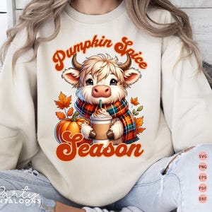 Highland Cow, Highland Cow Png, Pumpkin Spice Png, Highland Cow Shirt ...