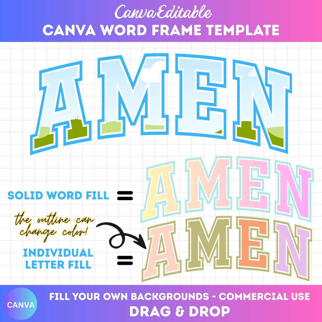 Amen Canva Letter Frames, Canva Template, Digital Download - Etsy