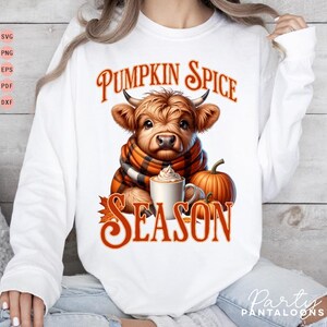 Highland Cow, Highland Cow Png, Pumpkin Spice Png, Highland Cow Shirt ...
