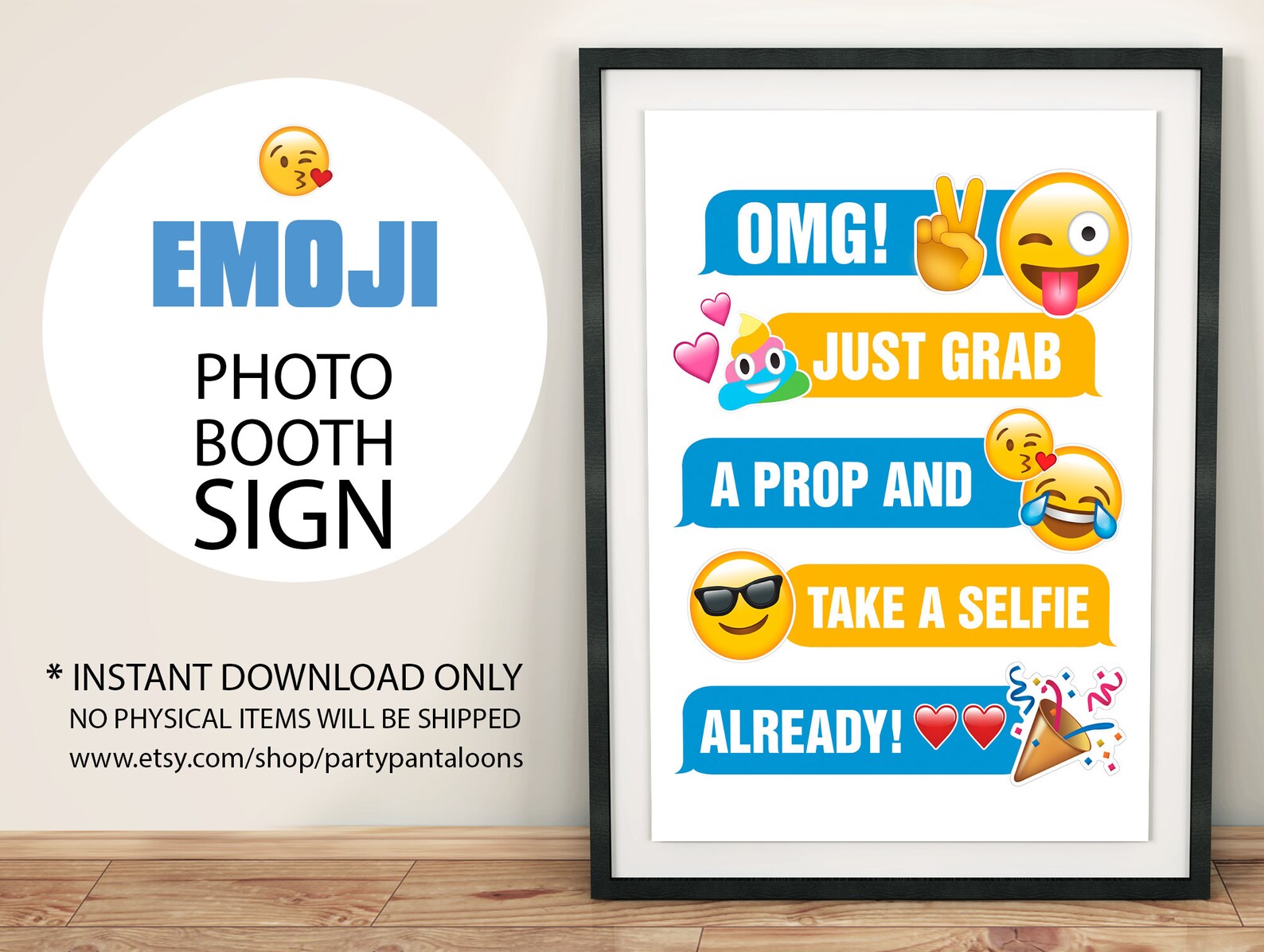 Emoji Photo Booth Sign Photo Booth Instant Download Party | Etsy