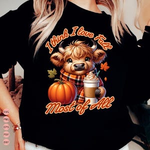 Highland Cow, Highland Cow Png, Pumpkin Spice Png, Highland Cow Shirt ...