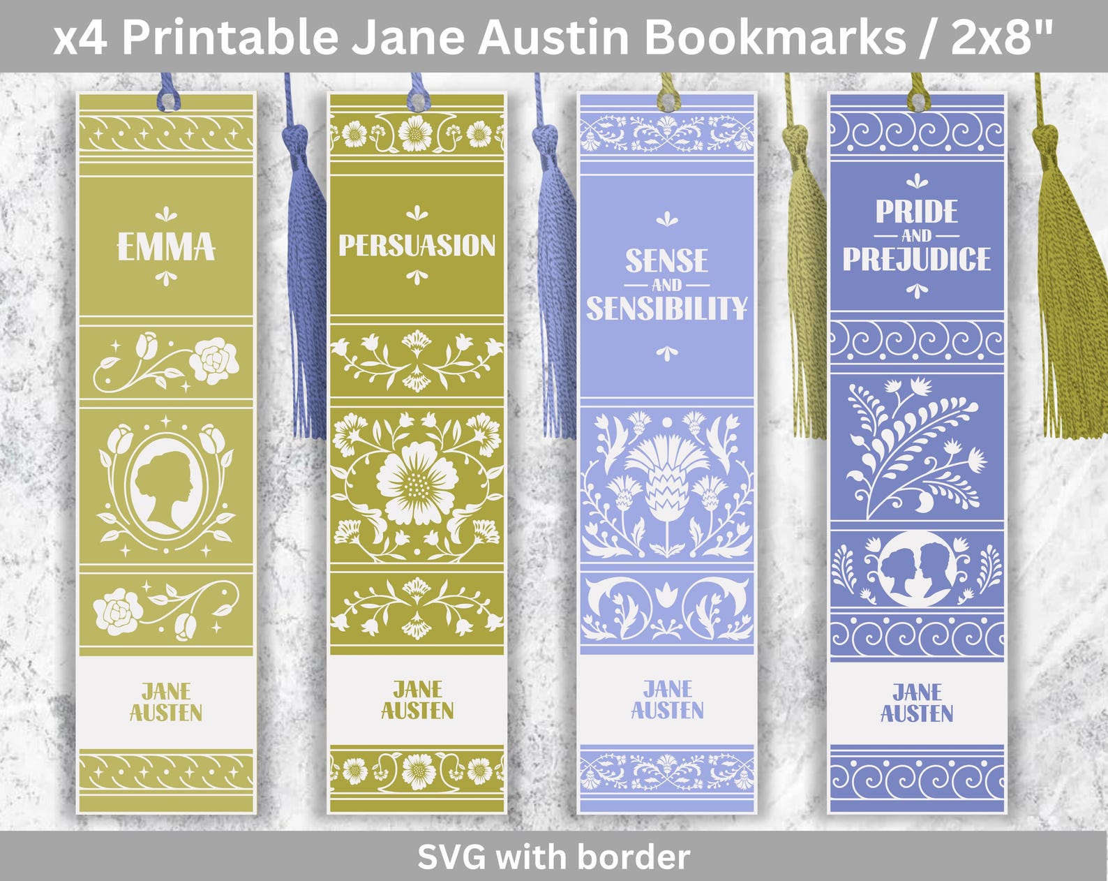 Printable Bookmarks, Bookmark Png, Jane Austen Gifts, Lightburn ...
