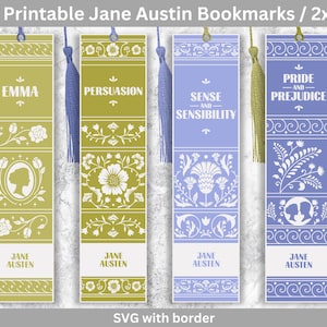 Printable Bookmarks, Bookmark Png, Jane Austen Gifts, Lightburn ...