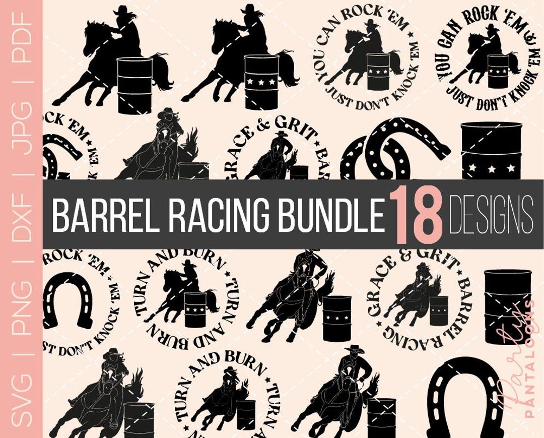 Barrel Racing Svg Bundle, Cowgirl Silhouette, Barrel Racer Svg, Cowgirl ...