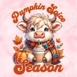 Highland Cow, Highland Cow Png, Pumpkin Spice Png, Highland Cow Shirt ...