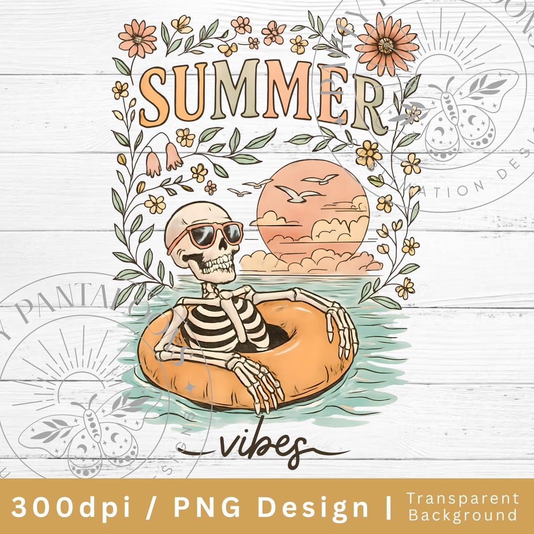 Summer Vibes Skeleton PNG, Summer Png, Beach Vibes, Skeleton Summer Png ...