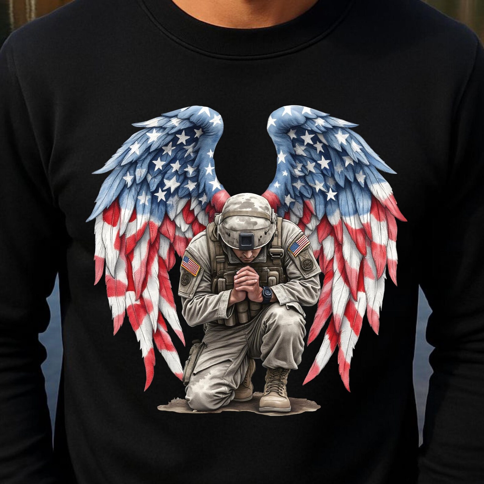 Kneeling Soldier With Angel Wings, Military Png, Us Soldier, Angel ...