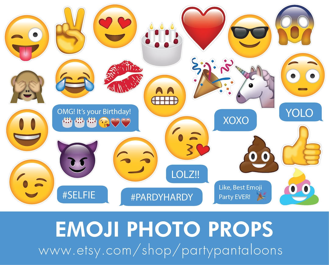 Emoji Photo Booth Props, Instant Download, Emoji Themed Birthday Party ...