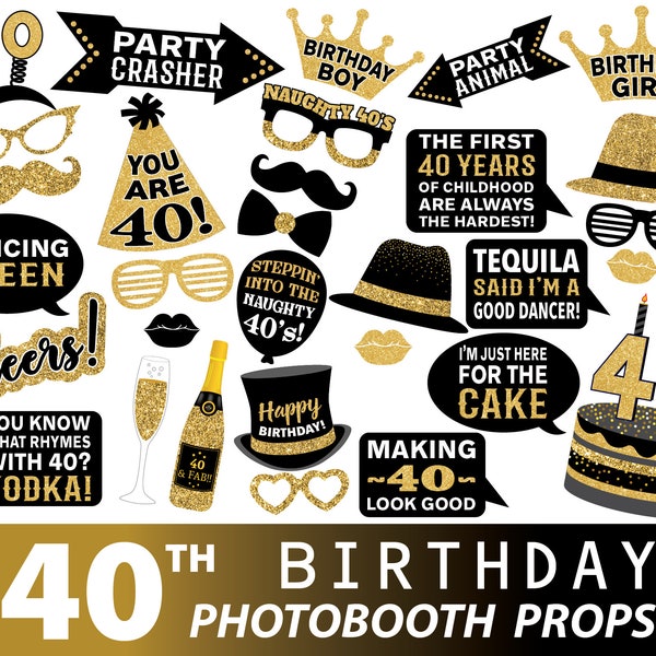 40th Birthday Photo Props - Etsy