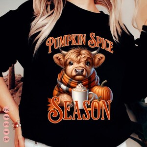 Highland Cow, Highland Cow Png, Pumpkin Spice Png, Highland Cow Shirt ...