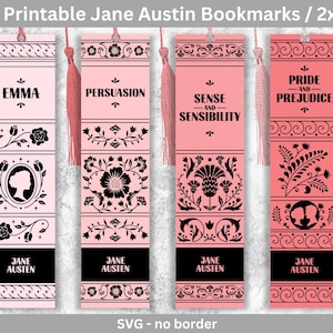 Printable Bookmarks, Bookmark Png, Jane Austen Gifts, Lightburn ...