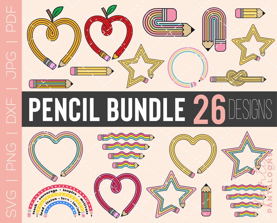 Apple Svg, Pencil Svg, Pencil Png, Apple Teacher Svg, Teacher Bundle ...