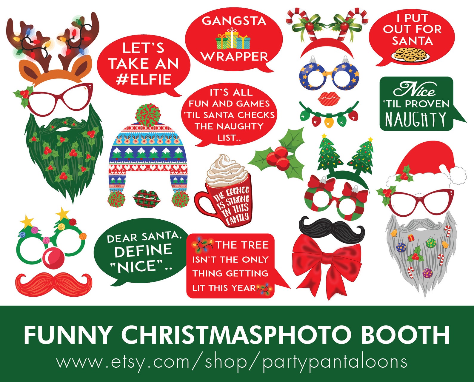 Funny Christmas Photo Booth Props. Christmas Day Family Fun With Unique ...