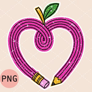 Apple Pencil PNG With Faux Glitter Background, Teacher Png, Apple ...