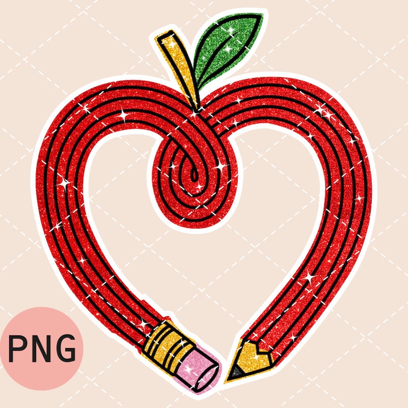 Pencil Apple Heart Svg - Etsy