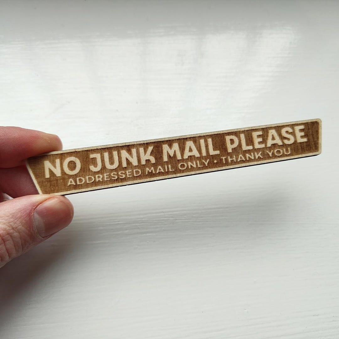 No Junk Mail Please—wooden Sign for Door, Mailbox, Letterbox, Post Box ...