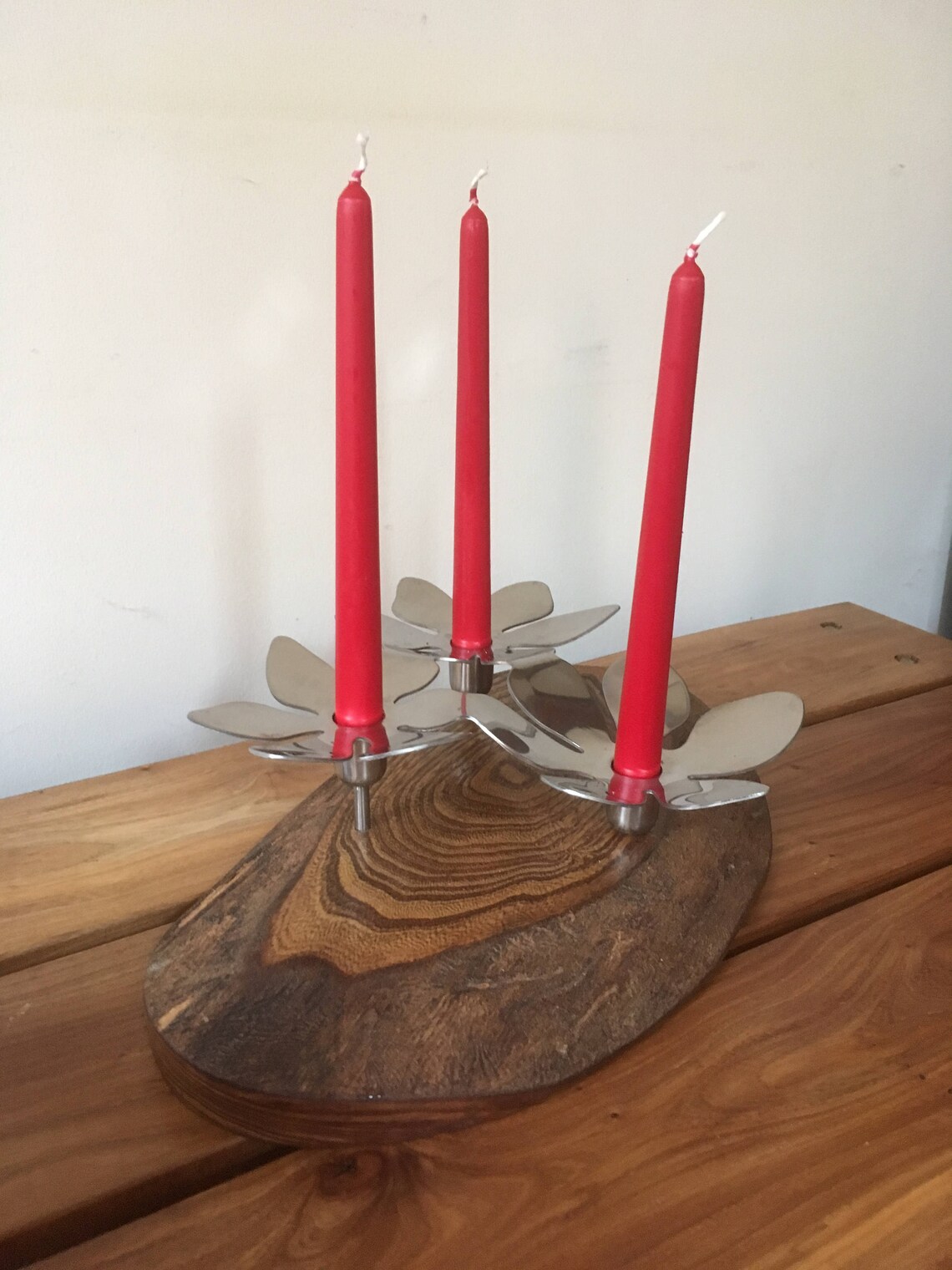 Elm Candle Stand With Stylish Metal Flower Candle Holder - Etsy