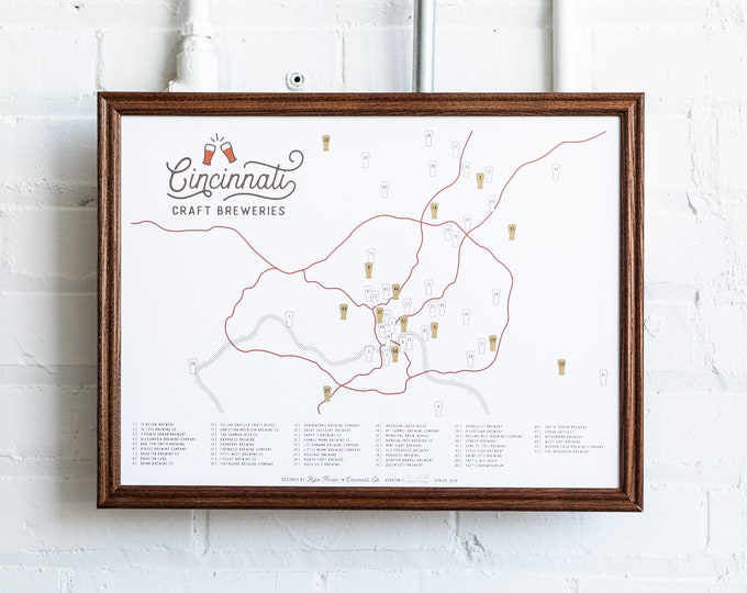 Cincinnati Craft Breweries Sticker Map / VERSION 2 - Etsy