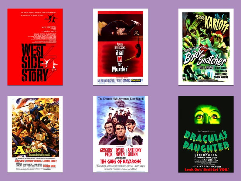 Vintage Movie Poster Set: 36 Remastered Hollywood Film Prints (A4 ...