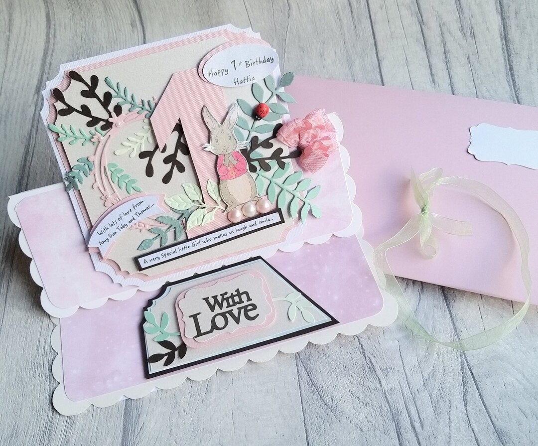 First Birthday Card Peter Rabbit Themed 3d Personalised, Unique Card ...