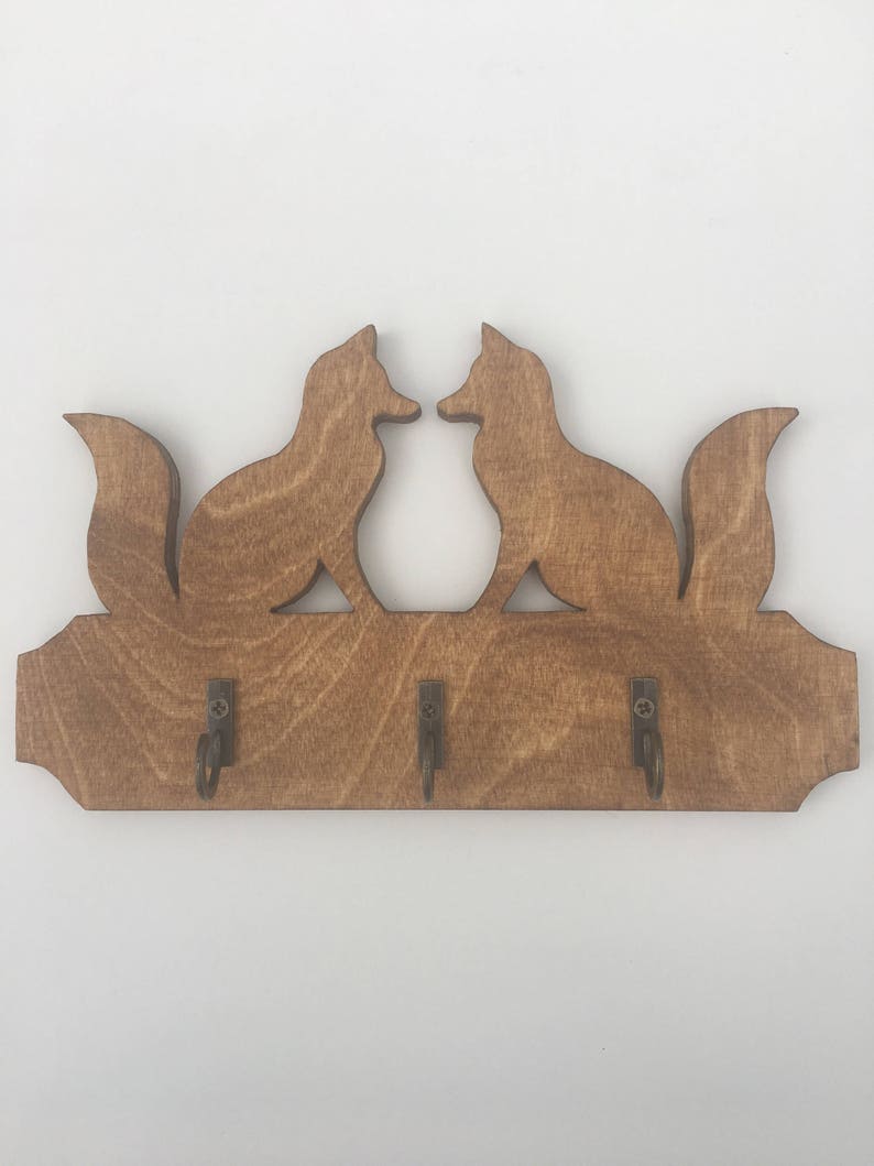 Wooden Rustic Key Holder in Shape of Two Foxes Facing Each - Etsy