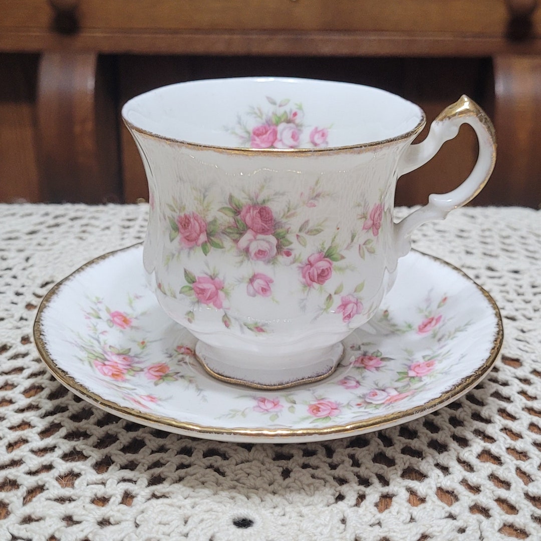 Paragon China Victoriana Rose Footed Teacup and Saucer Set, Pink ...