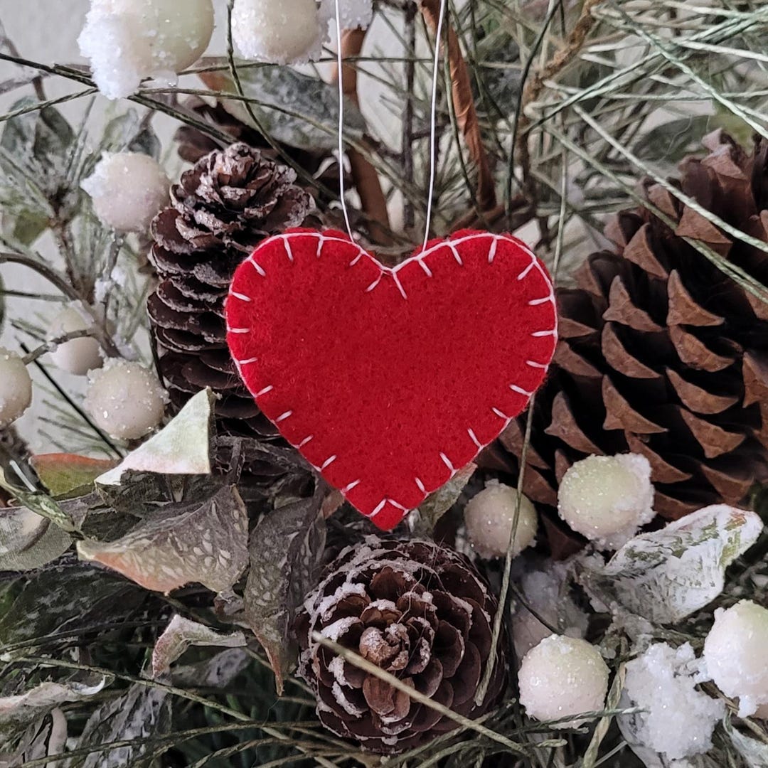 Mini Red Felt Hearts Sets of 6 or 12, Valentines Tree Ornaments ...