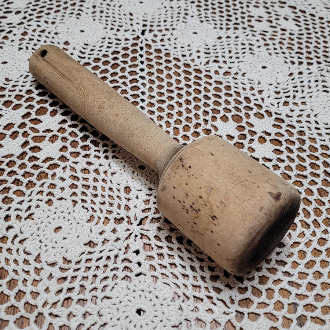 Antique Primitive Wood Masher Pounder Muddler Tamper Kitchen Hand Tool ...