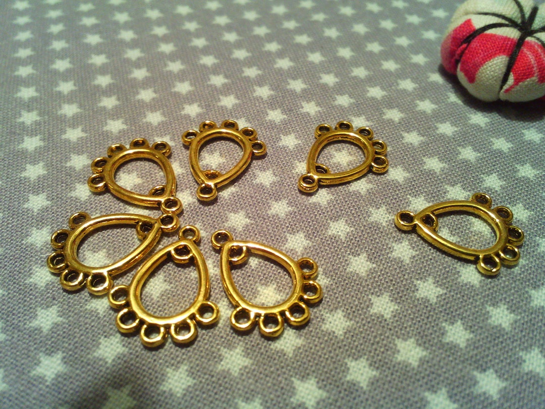 20pcs/lot Antique Gold Charm Earring Connectors/backs 7 Holes - Etsy