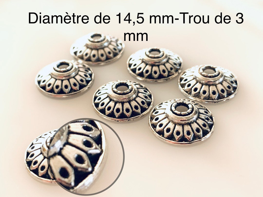 Bead Cups, Silver-plated Brass Cap, Set of 10 Pieces, 14.5 X 3 Mm, 3 Mm ...