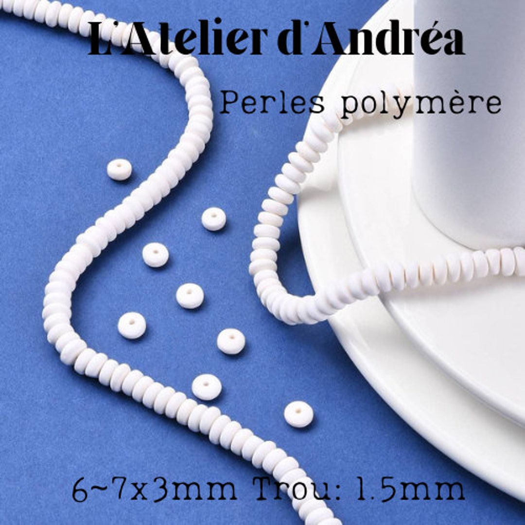 Polymer Clay Beads, Abacus Shape, Flat Round, White, Creation of ...