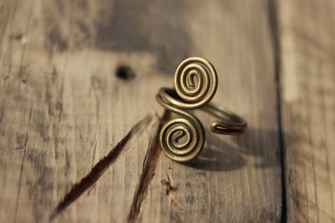 Historical Baltic Viking Ring, Reenactment Brass Spiral Adjustable ...