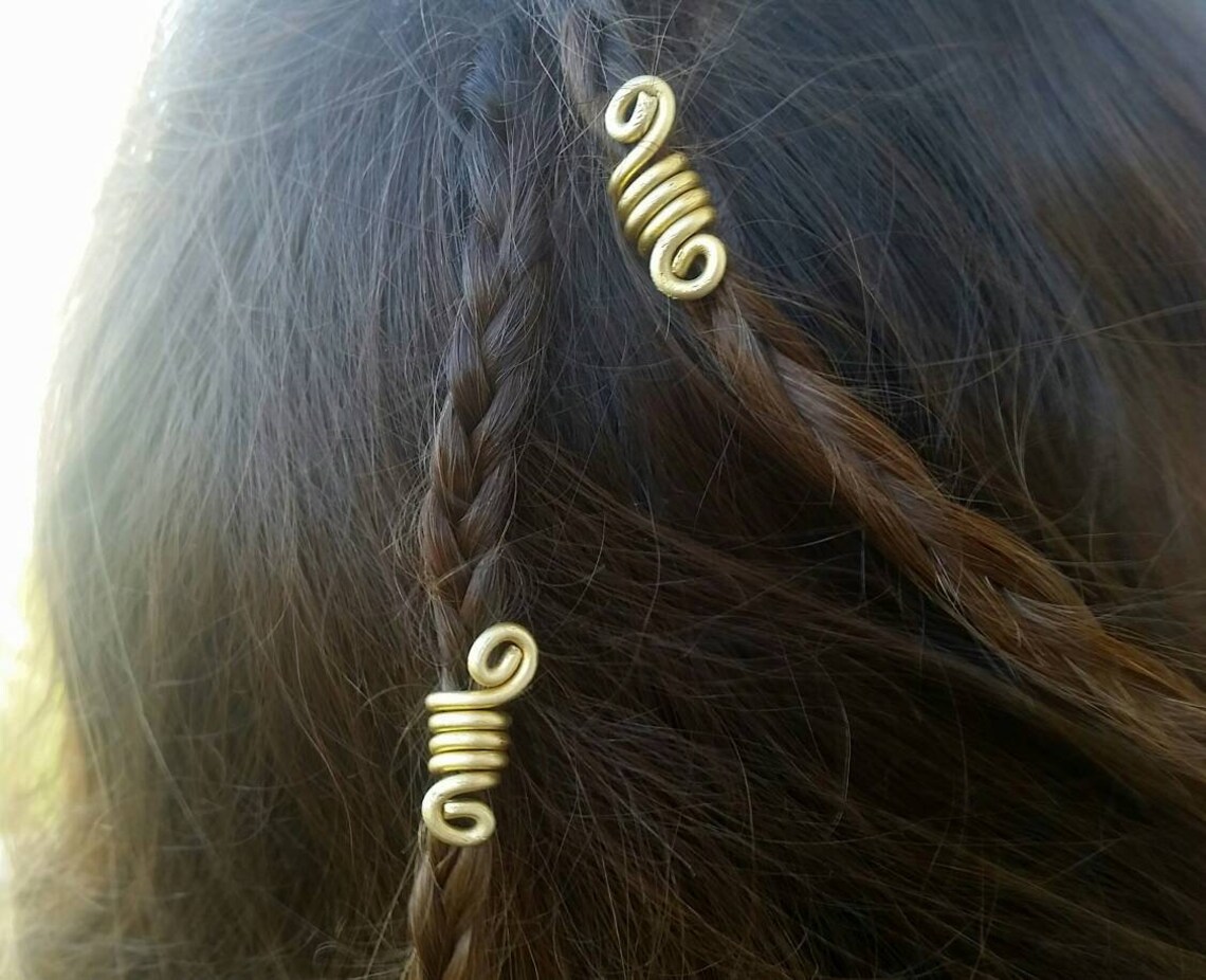 2pcs Viking Brass Hair Bead Hair Ring Spiral Tribal Style Hair | Etsy