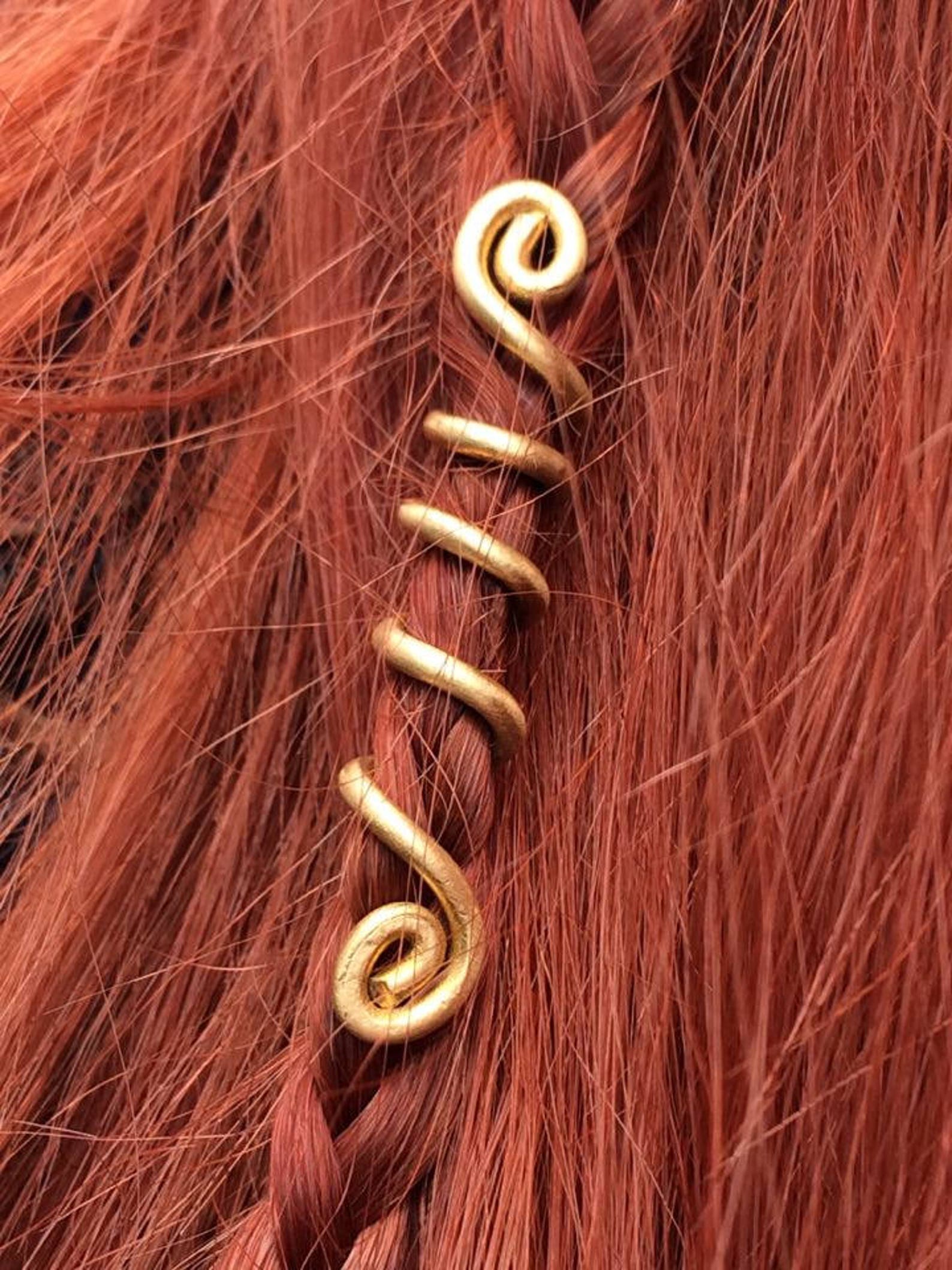 2pcs Viking Brass Hair Bead Hair Ring Spiral Tribal Style Hair ...