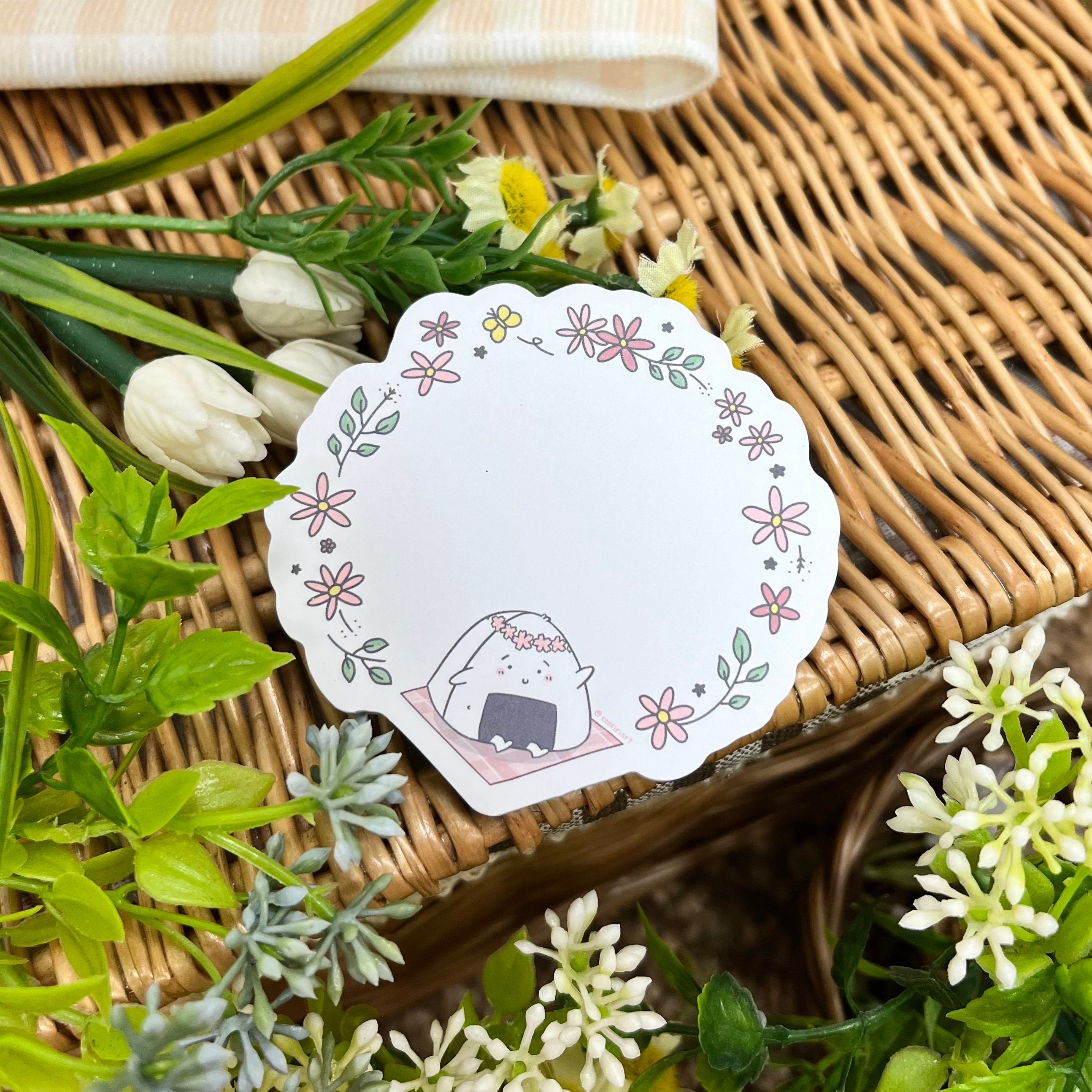 Kawaii Cute Flower Onigiri Sticky Notepads Memo Pad - Etsy