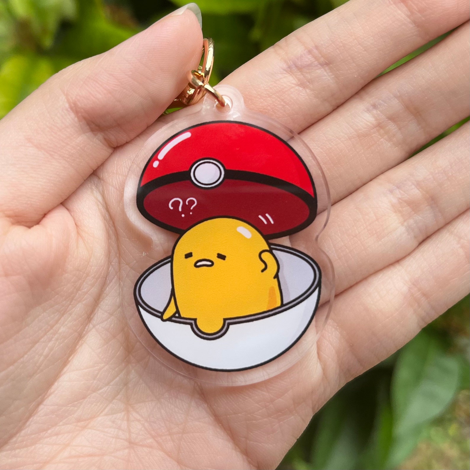 Gudetama Keychain | Gudetama X Pokeball Acrylic Keychain, Gudetama ...