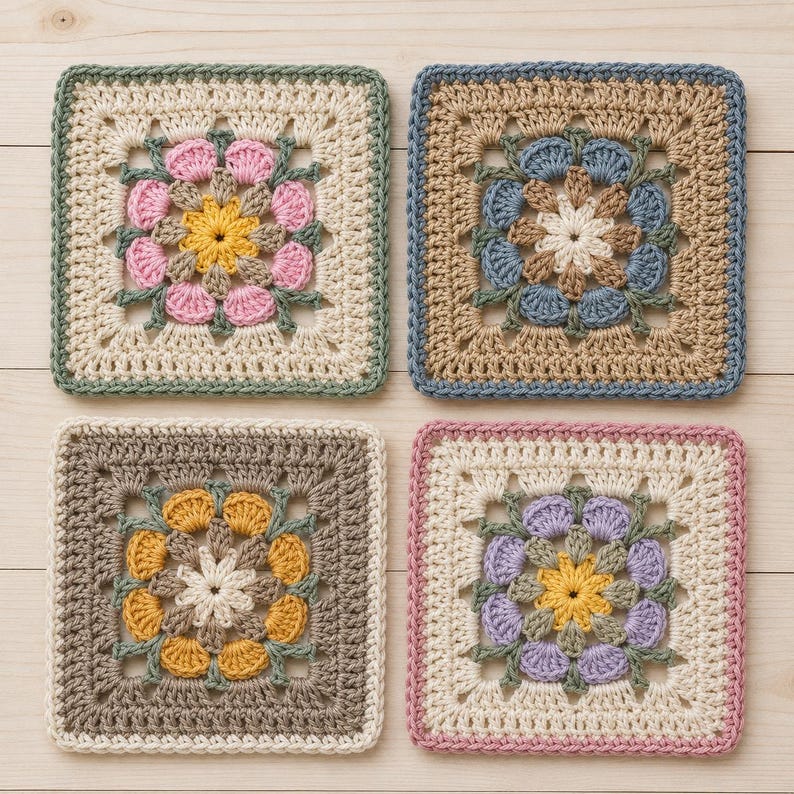 Beginner Crochet Granny Square Pattern | Easy Flower PDF Instant ...