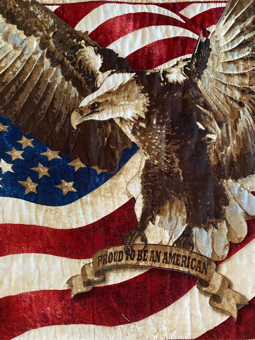 American Decoration Panel, Patchwork Fabric, 100% Cotton, Eagle, Brown ...