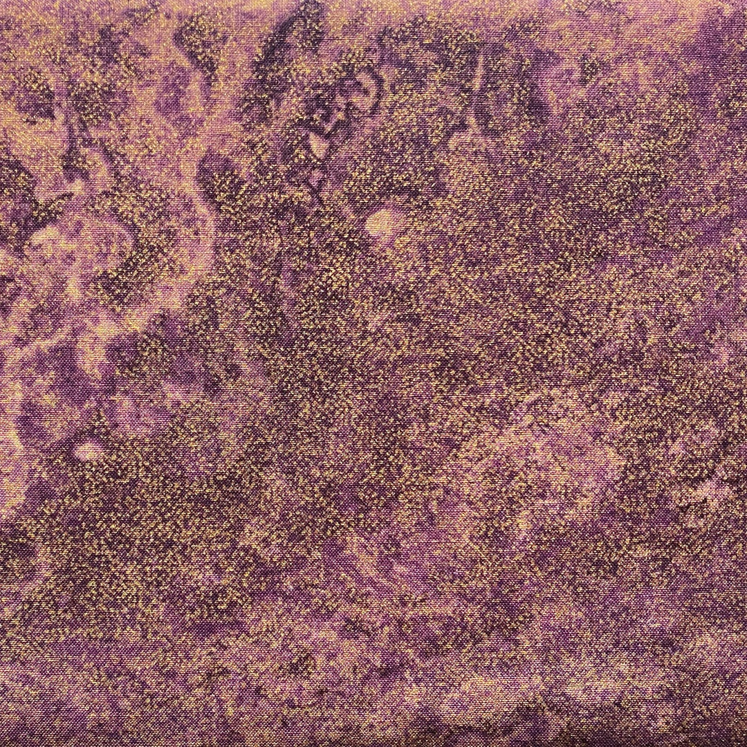 Patchwork Fabric, Purple, Gradient, Marbled, Nuanced, Dotted With Gold ...
