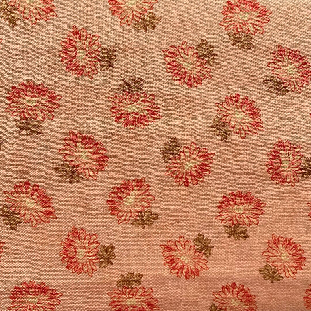 Patchwork Fabric, Moda, Salmon Color, Salmon Flowers and Almond Green ...