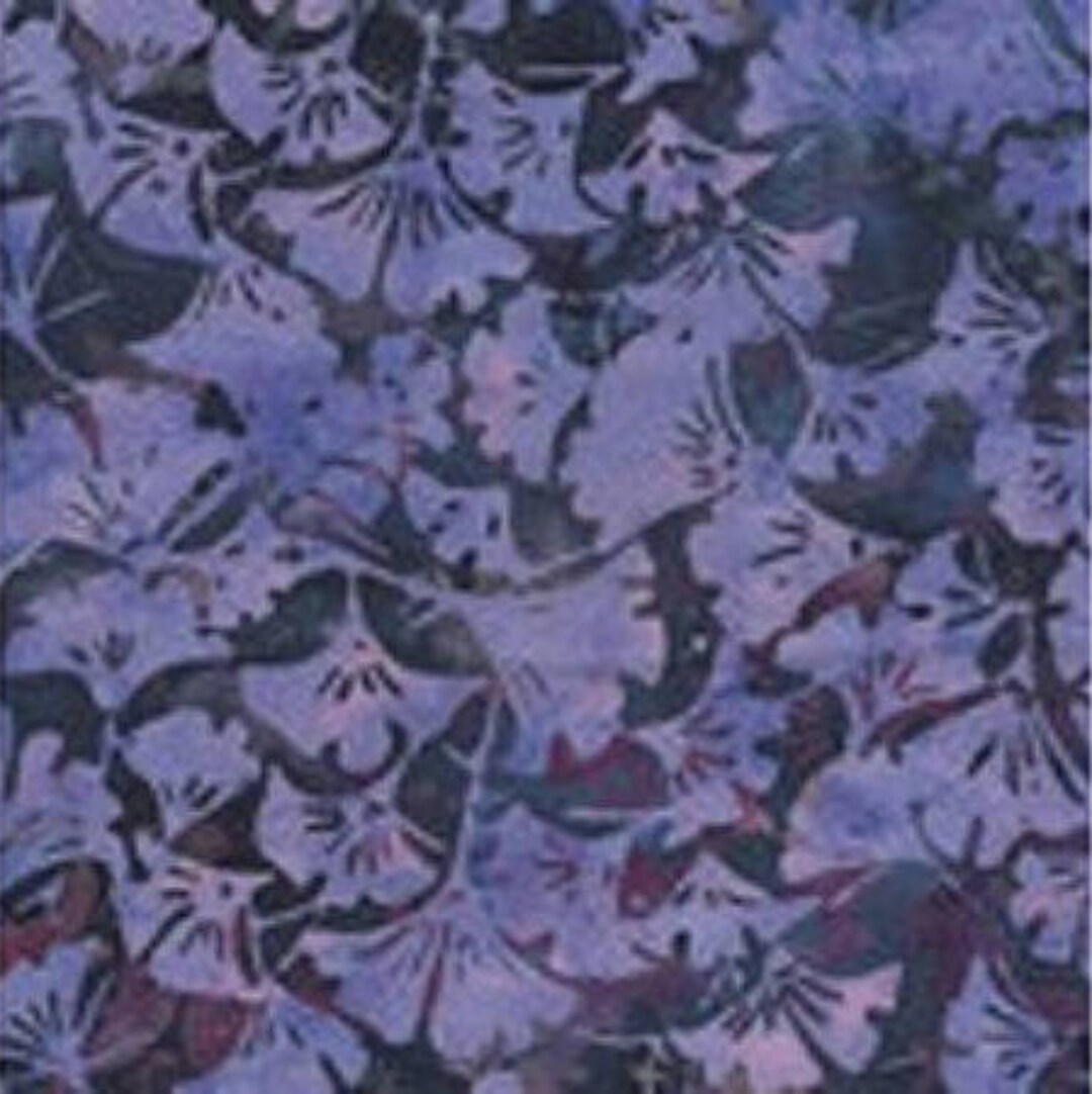Patchwork Fabric, Batik, Ginko Leaves, Mauve Blue Color, 100% Cotton ...