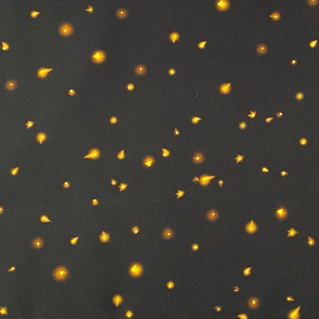 Patchwork Fabric, 100% Cotton, Yellow Fireflies, Black Background, REF ...