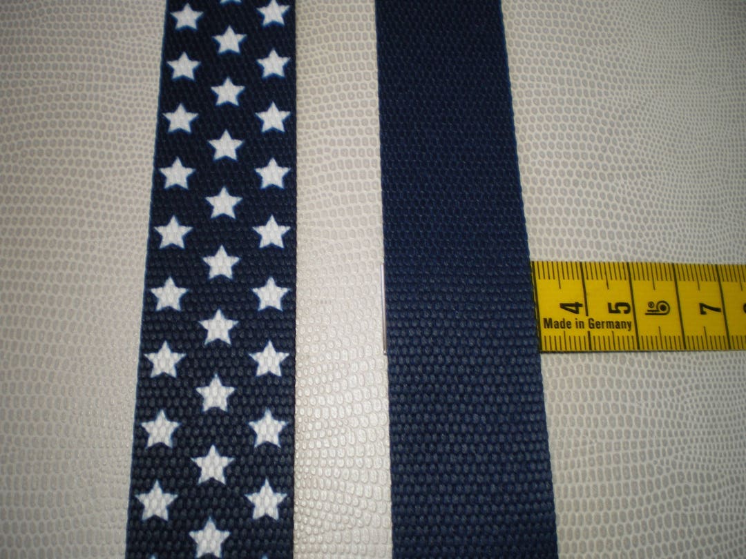 Polypropylene Webbing 30 Mm Navy White Stars Very Thin, Very Flexible ...