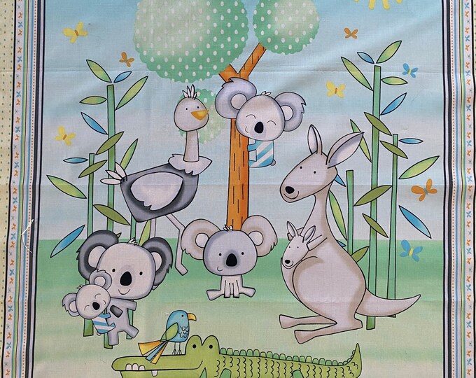 Quilting Panel, Patchwork Fabric, 100% Cotton, Exotic Animals, Pastel ...
