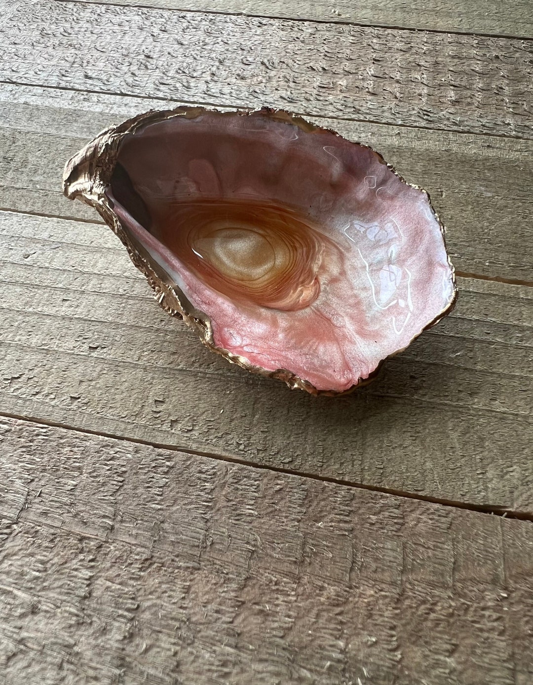 Petite Pink, Peach and Golden Yellow Hand Painted Oyster Shell Dish ...